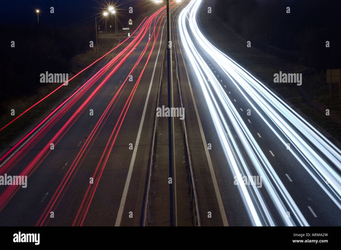 Traffic light trails on the A299 Thanet Way Kent England Stock Photo ...