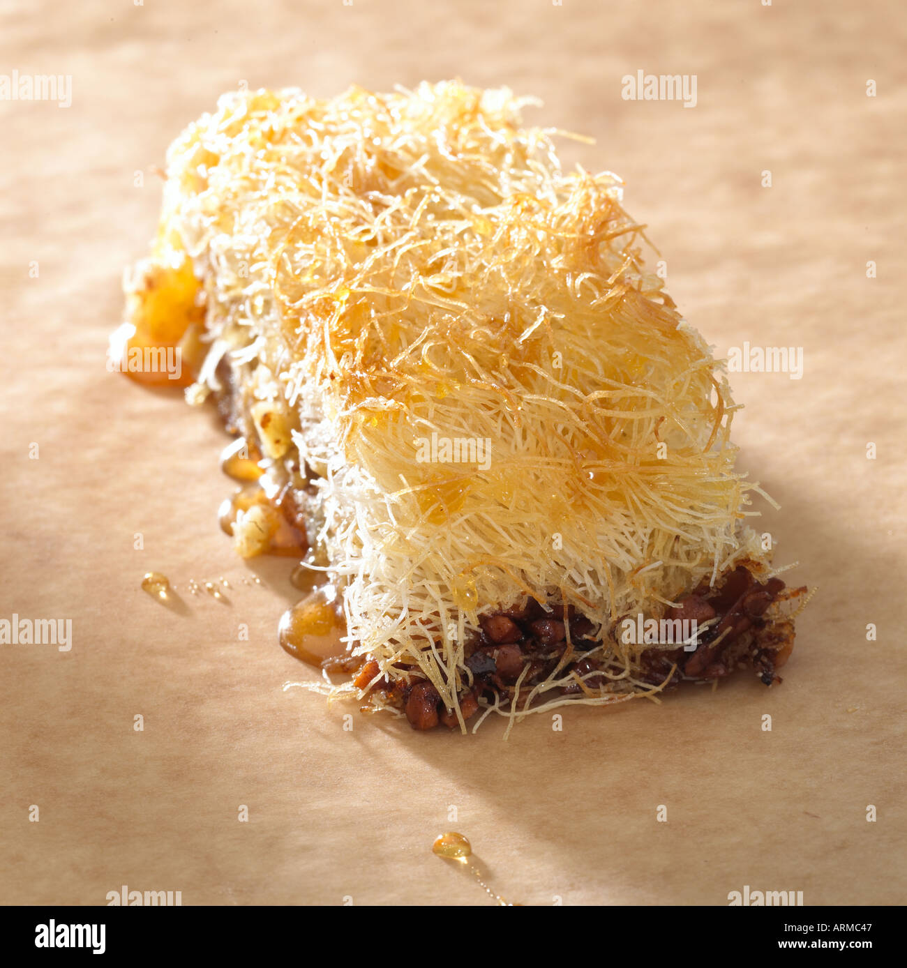 Kataifi shredded filo pastry with almonds syrup cinnamon single slice ...