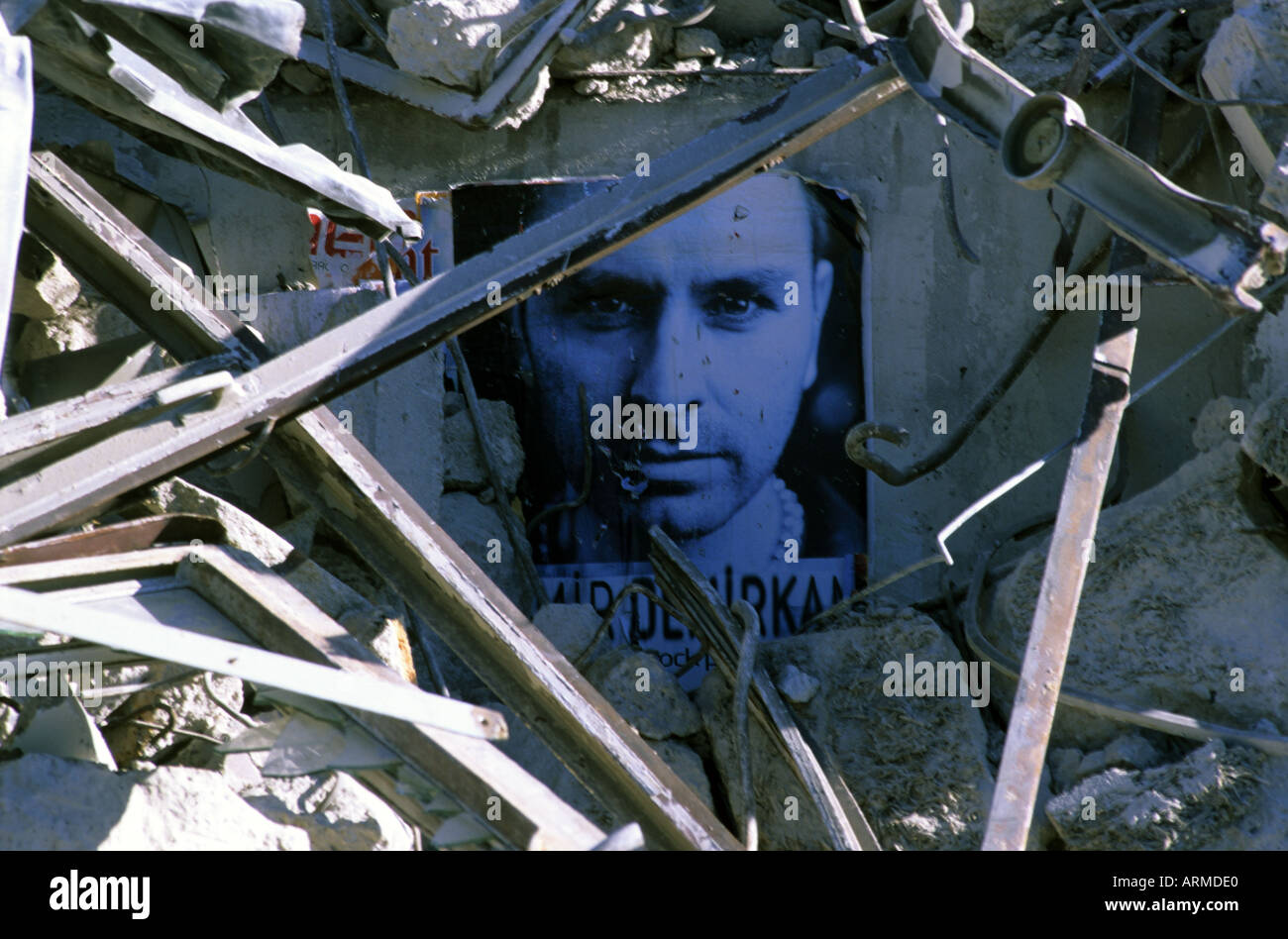 Poster on wall amid rubble eastern Berlin Stock Photo - Alamy