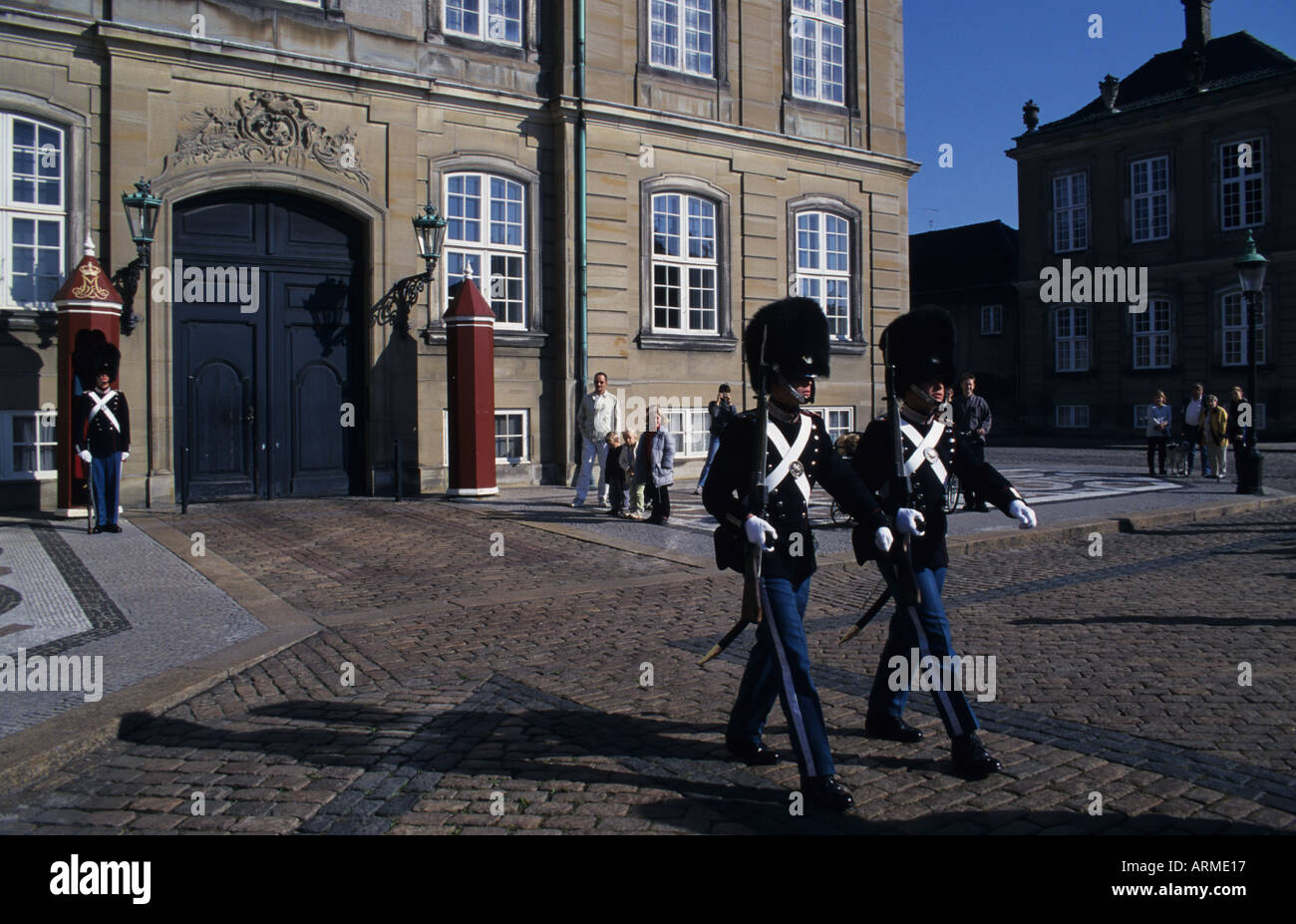 Royal guards march in Copenhagen Stock Photo - Alamy