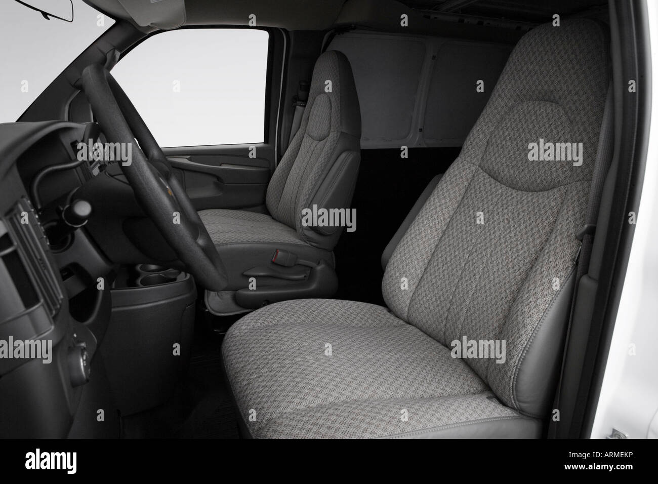 2008 Chevrolet Express Cargo 1500 in White - Front seats Stock Photo ...
