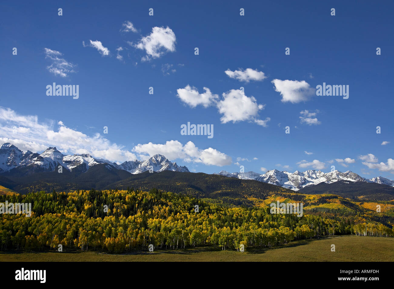Sneffels Range with fall colors, near Ouray, Colorado, United States of ...