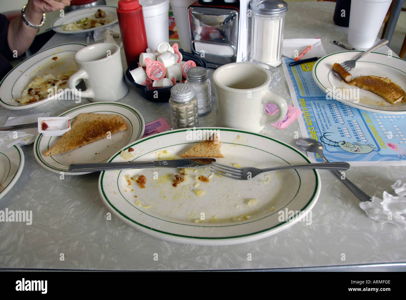 Breakfast plate after the food has been eaten Stock Photo - Alamy