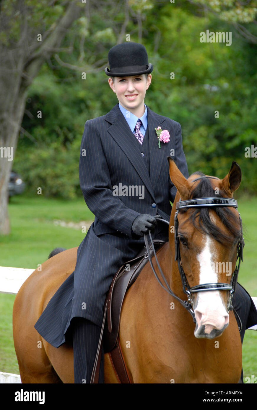 High school female student competes in equestrian event Stock Photo - Alamy