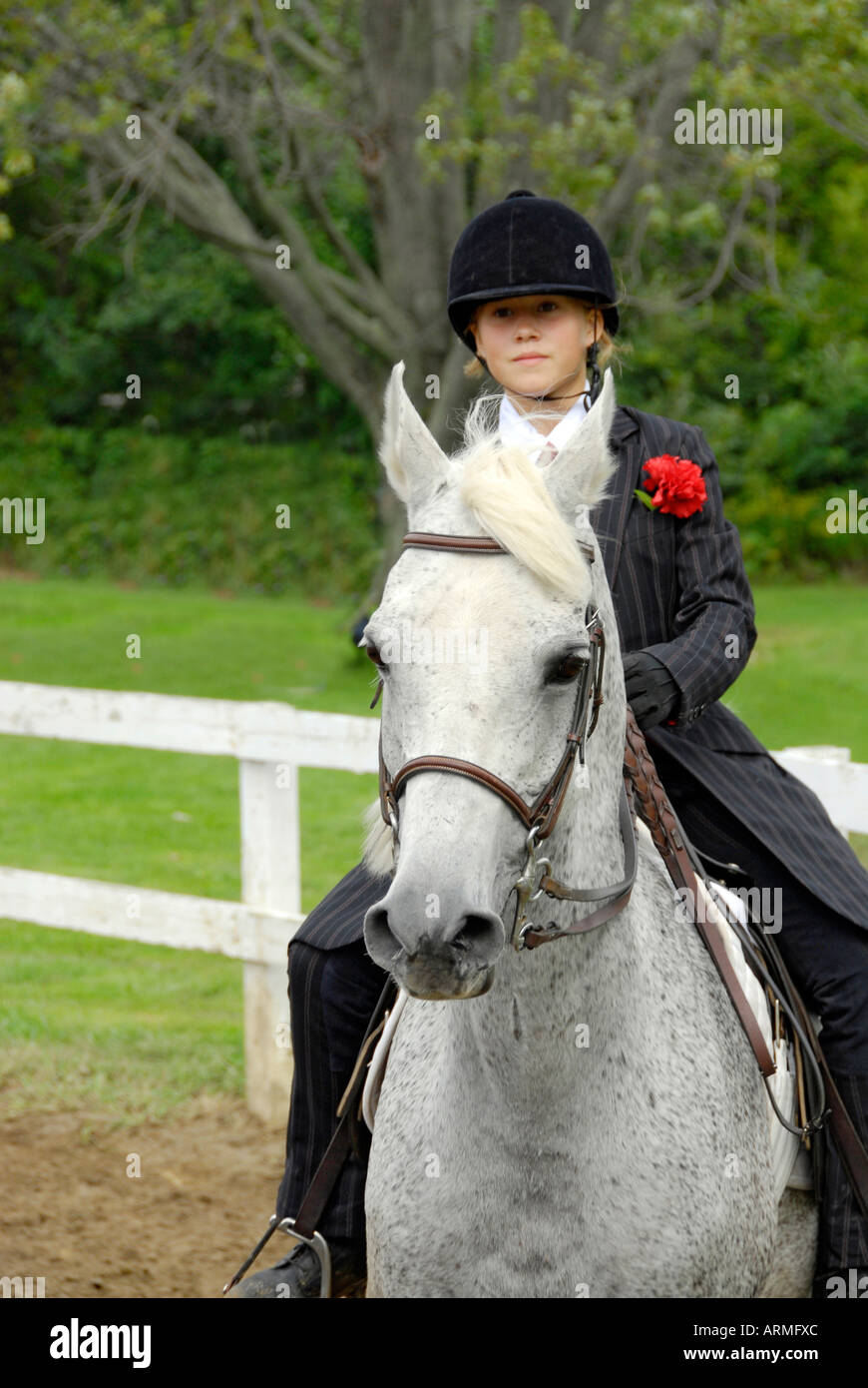 High school female student competes in equestrian event Stock Photo - Alamy