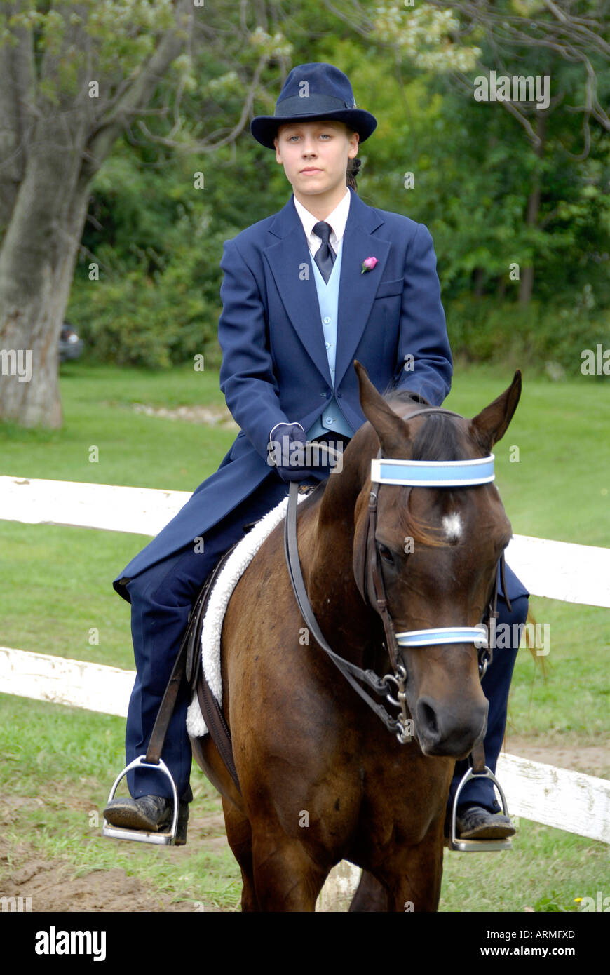 High school female student competes in equestrian event Stock Photo - Alamy