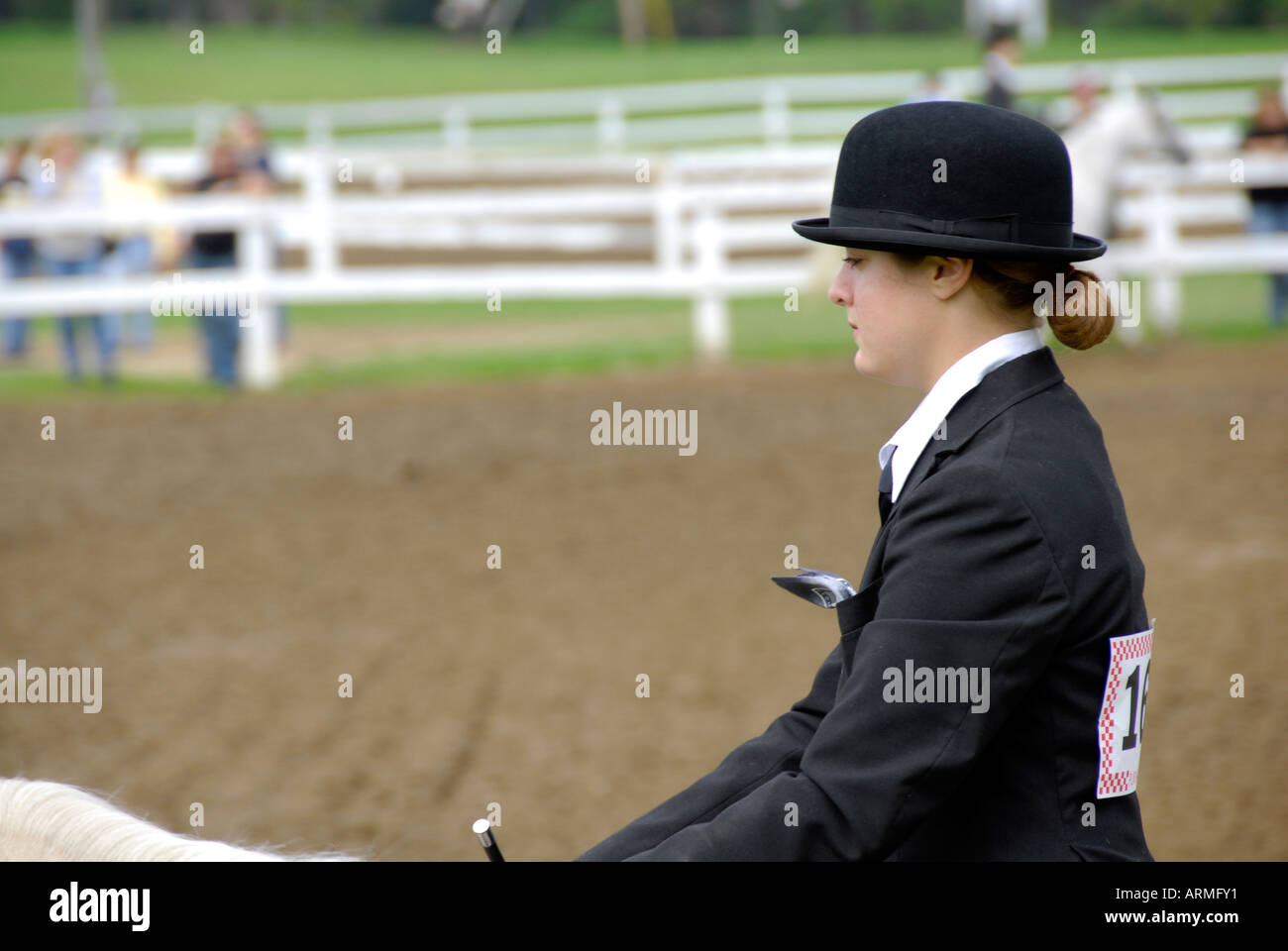 High school female student competes in equestrian event Stock Photo - Alamy