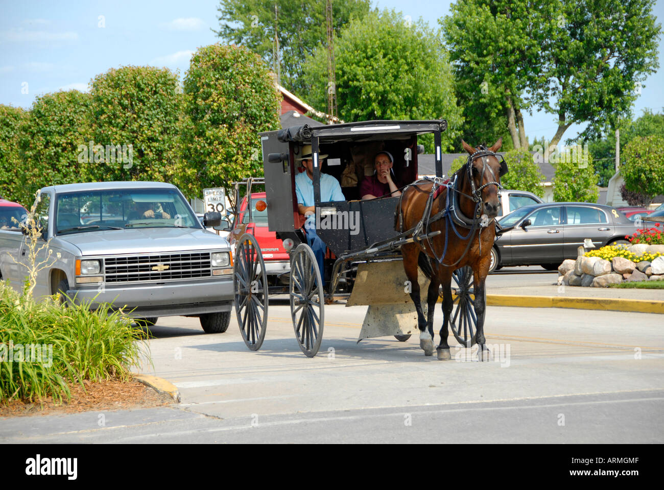 Amish of Michigan located in the farmland near Lexington Michigan Stock ...