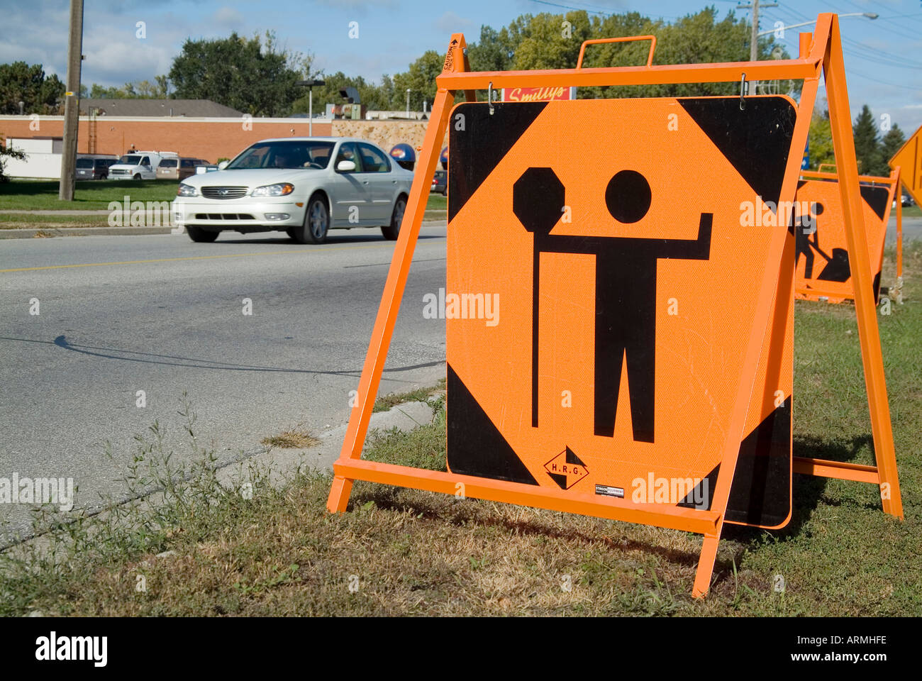 Traffic signs warning motorist that they are entering a road ...