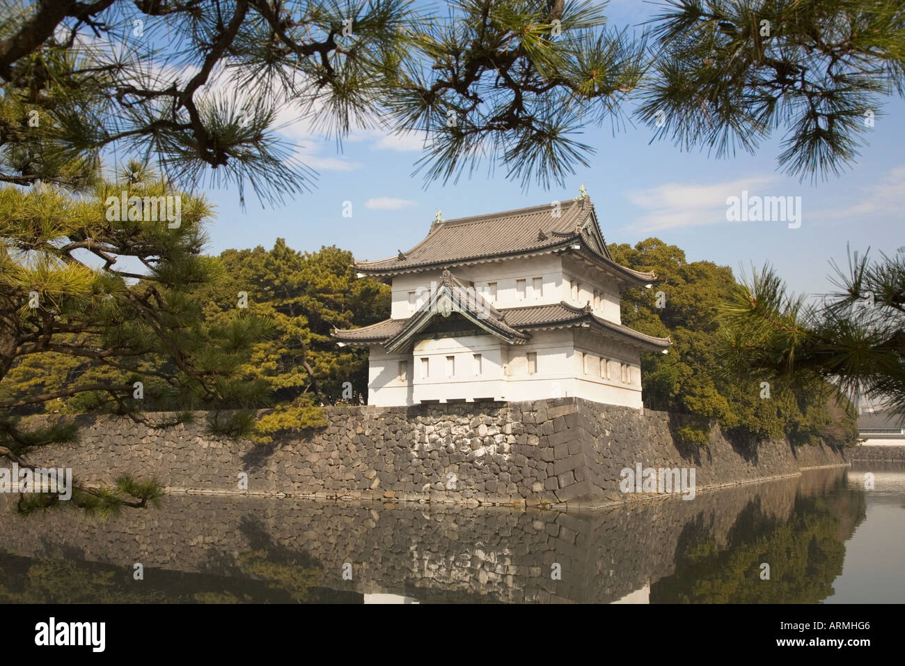Castle stands surrounded by a mote in Japan Stock Photo - Alamy