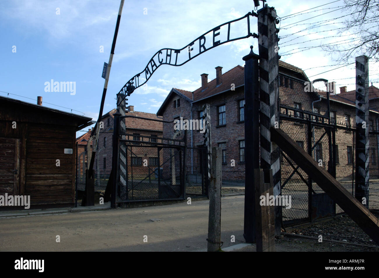 Main gate Auschwitz Stock Photo - Alamy