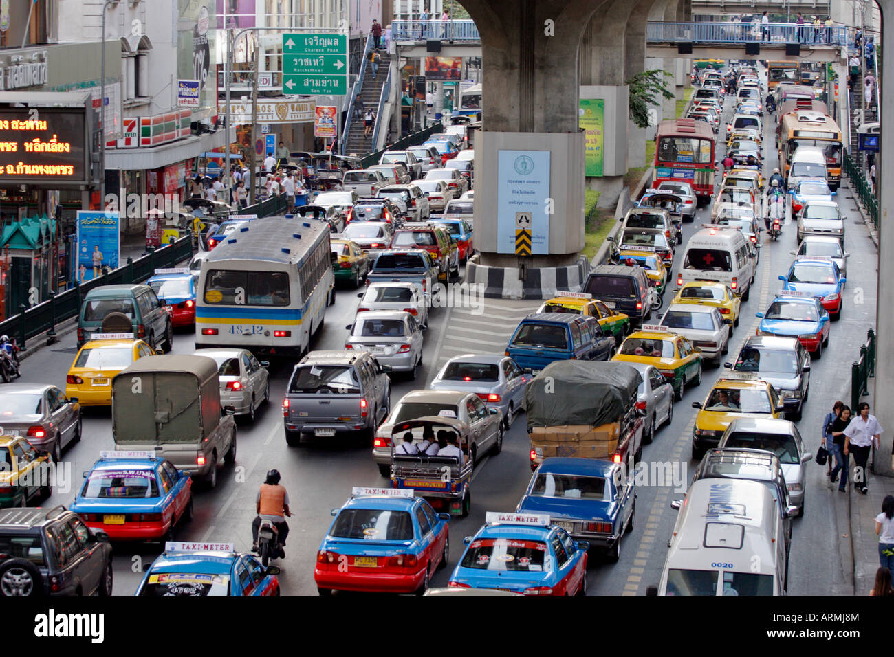 Traffic chaos in Bangkok, Thailand, Southeast Asia, Asia Stock Photo ...