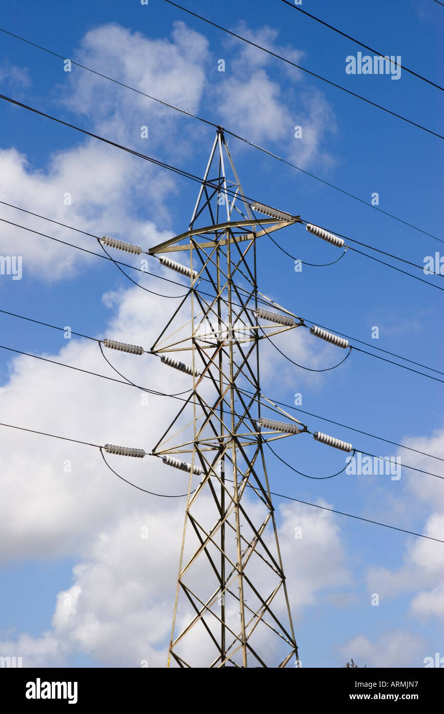 Electrical pylon and power lines Stock Photo - Alamy