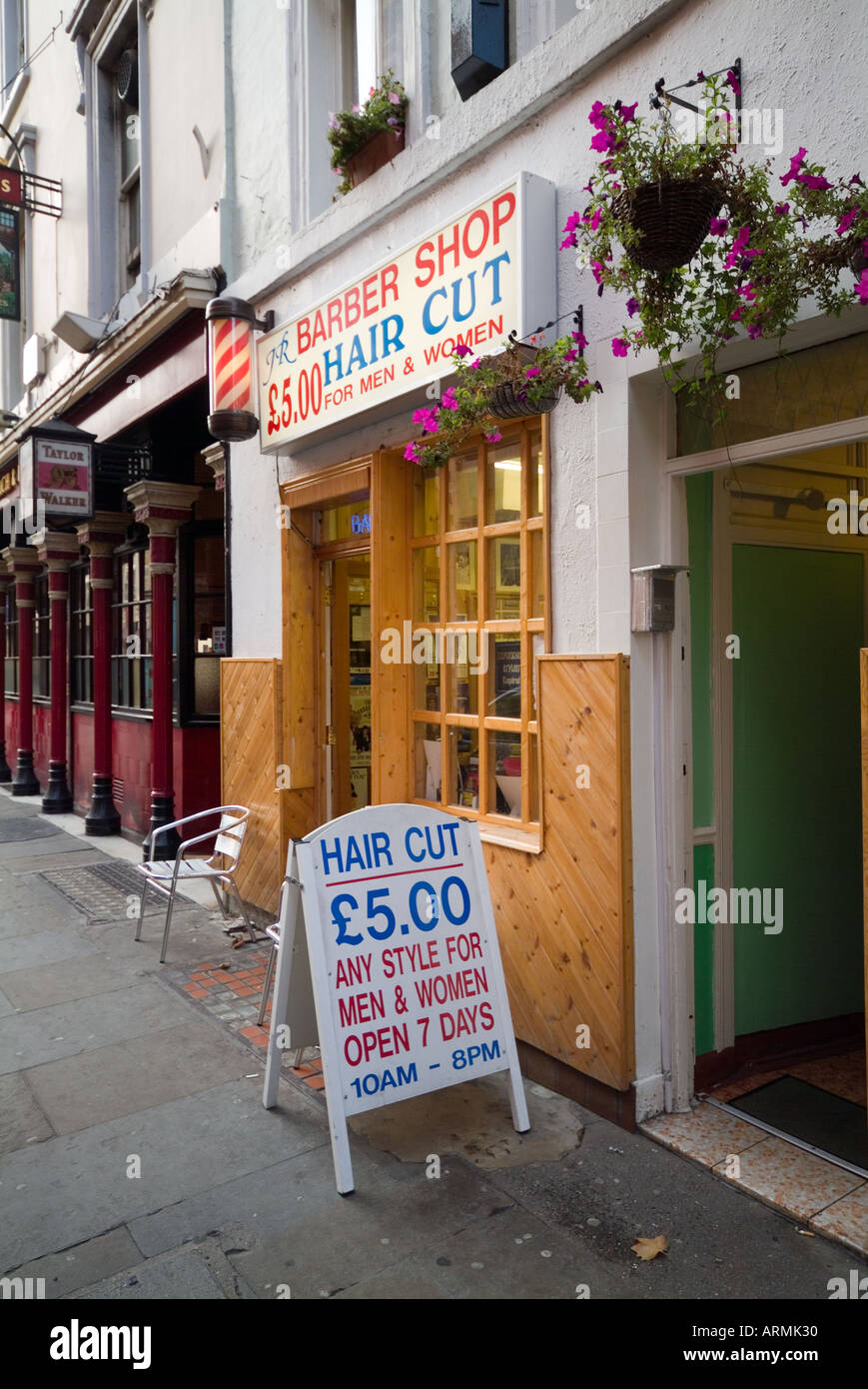 Barber Shop Front in Soho, London Stock Photo - Alamy