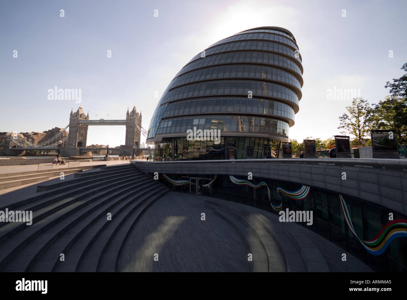 Greater London Assembly Building and Tower Bridge Stock Photo - Alamy