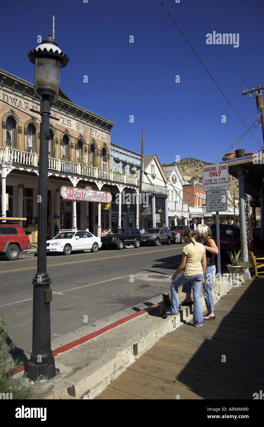 Main street of the famous gold rush town Virginia City Nevada USA now a ...