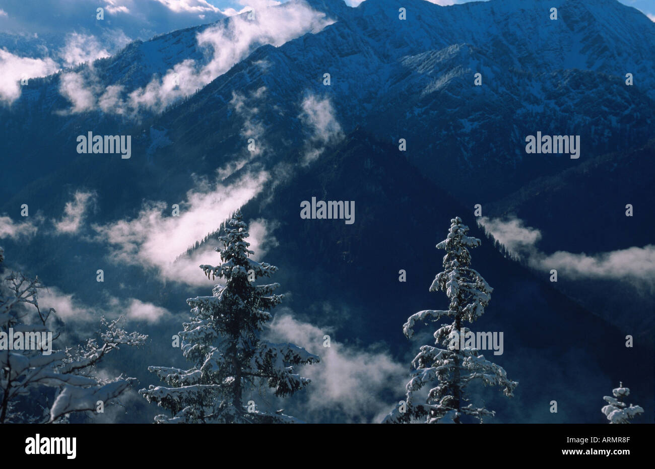 winter landscape at the Rauschberg, Germany, Chiemgau, Ruhpolding Stock ...