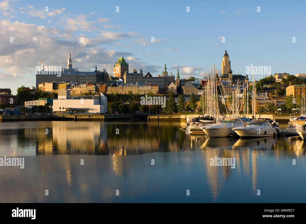 Morning light on marina area Bassin Louise looking across to old Quebec ...