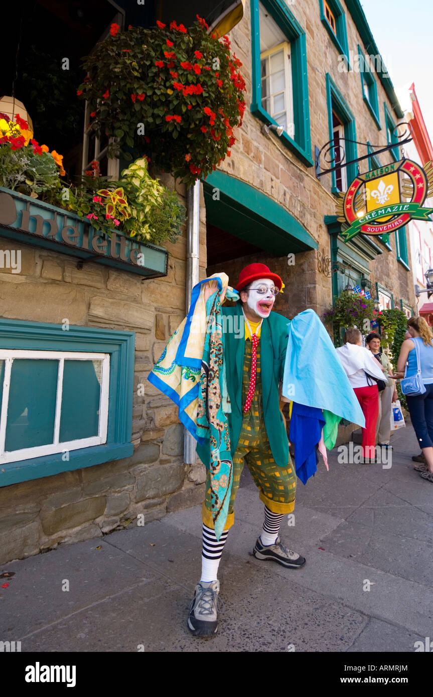 Street busking clown, Quebec City, Quebec, Canada Stock Photo - Alamy