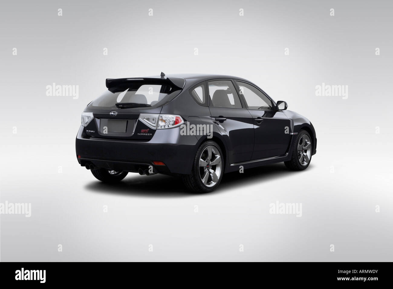 2008 Subaru Impreza WRX STi in Gray - Rear angle view Stock Photo - Alamy