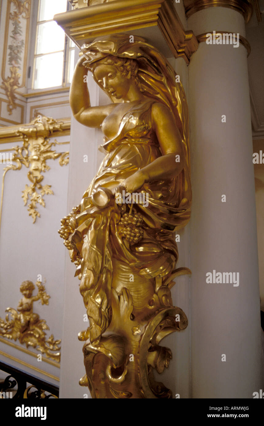 Decorative gold painted female sculpture inside Hermitage , St ... Decorative gold painted female sculpture inside Hermitage , St ...