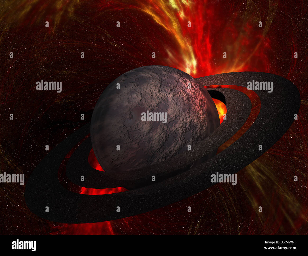 Ringed planet in space Stock Photo - Alamy