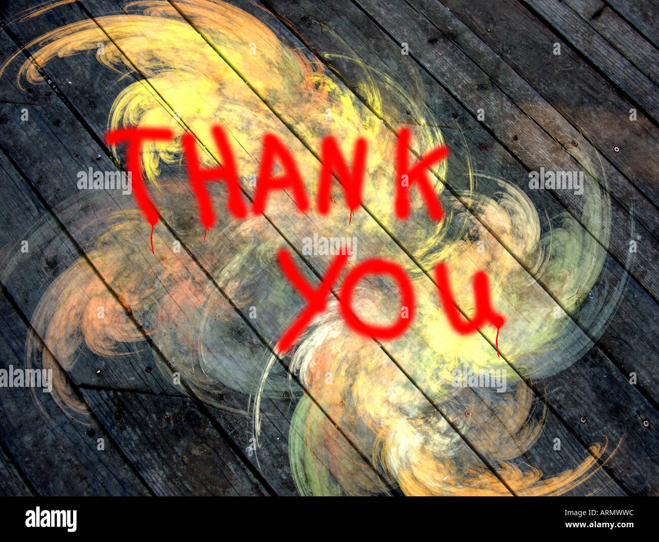 Thank you written on a wall with graffiti Stock Photo - Alamy