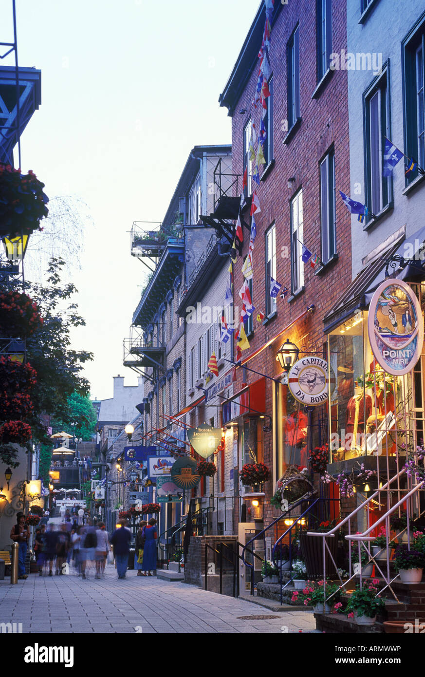 Lower part of Old town shopping district, Quebec City, Quebec, Canada ...
