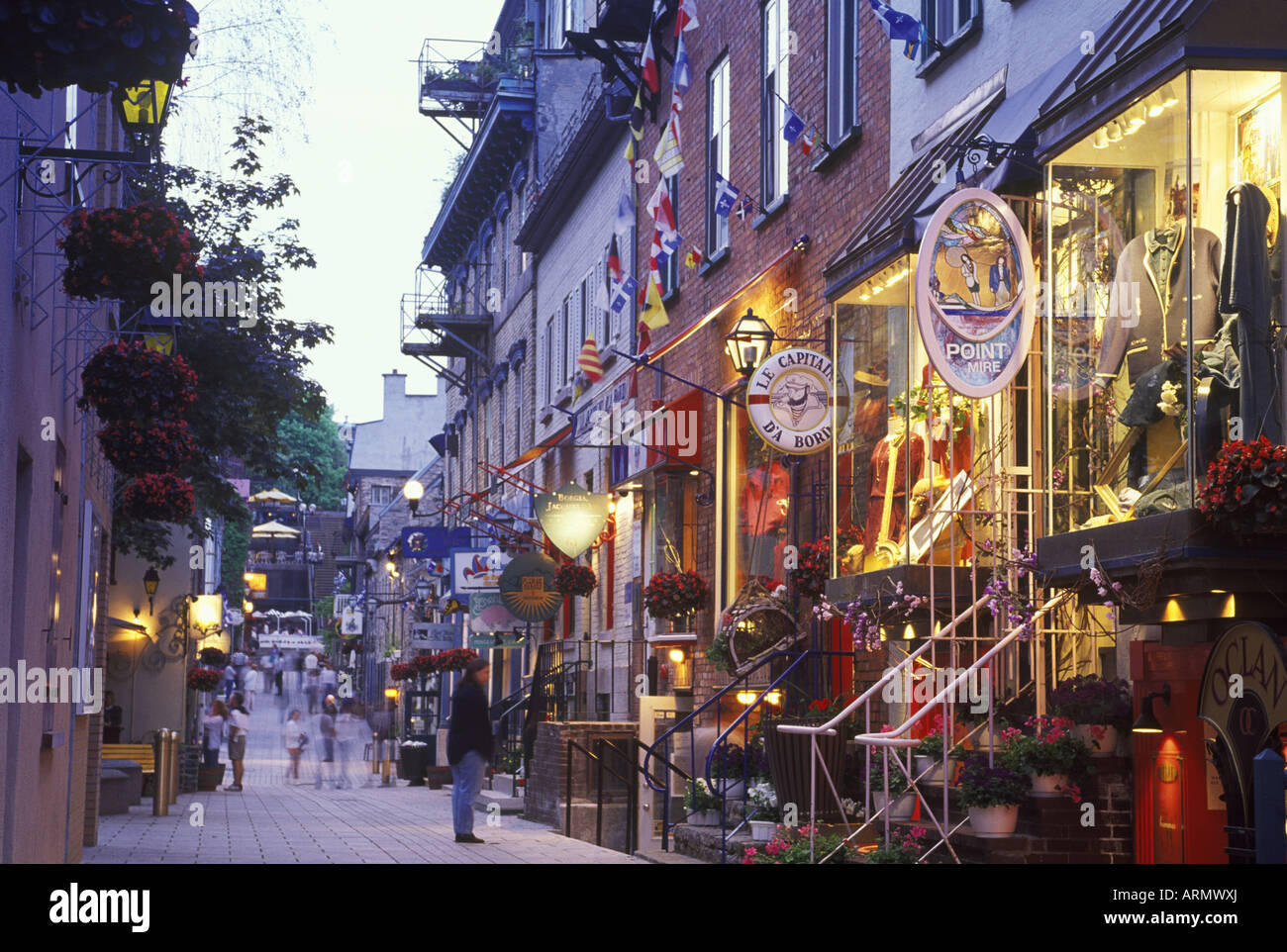 Lower part of Old town shopping district, Quebec City, Quebec, Canada ...