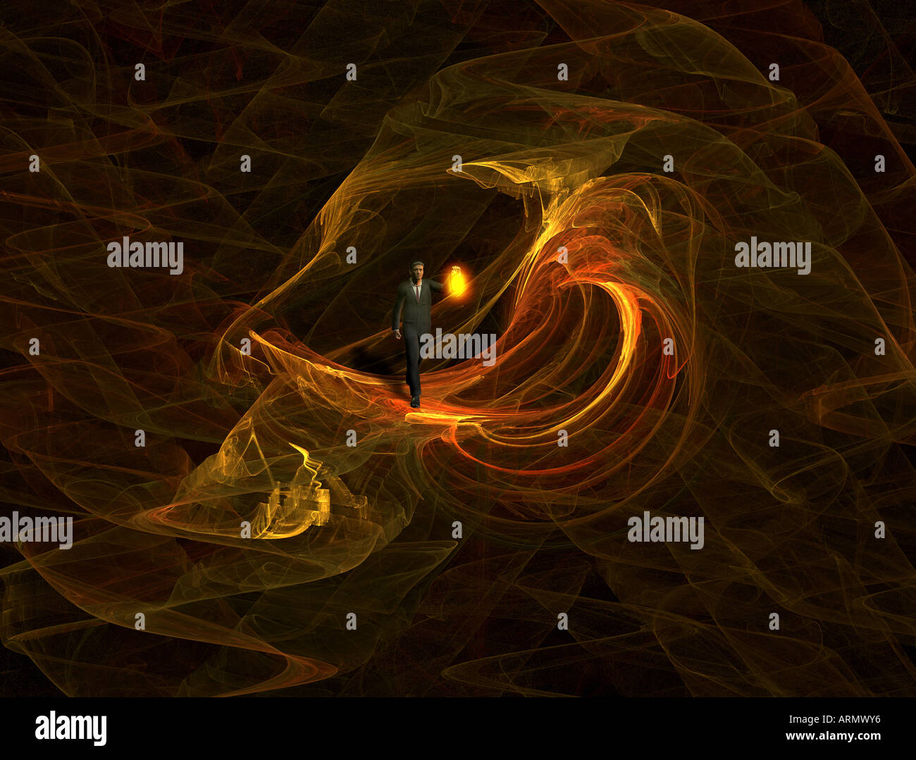 Man in a fractal cave Stock Photo - Alamy