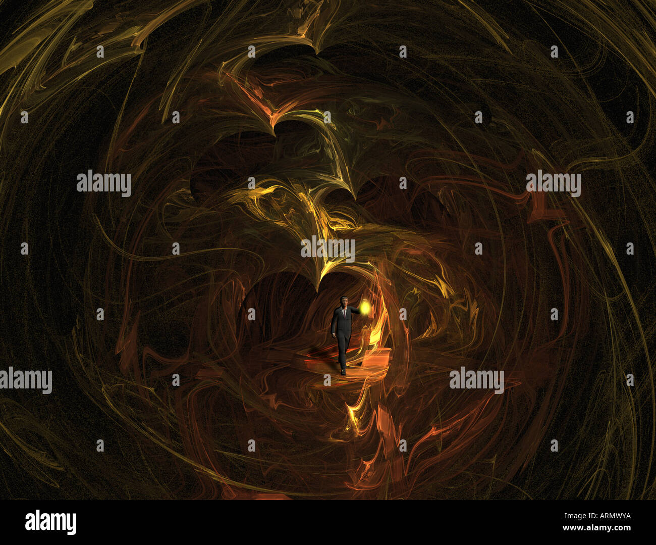 Man in a fractal cave Stock Photo - Alamy