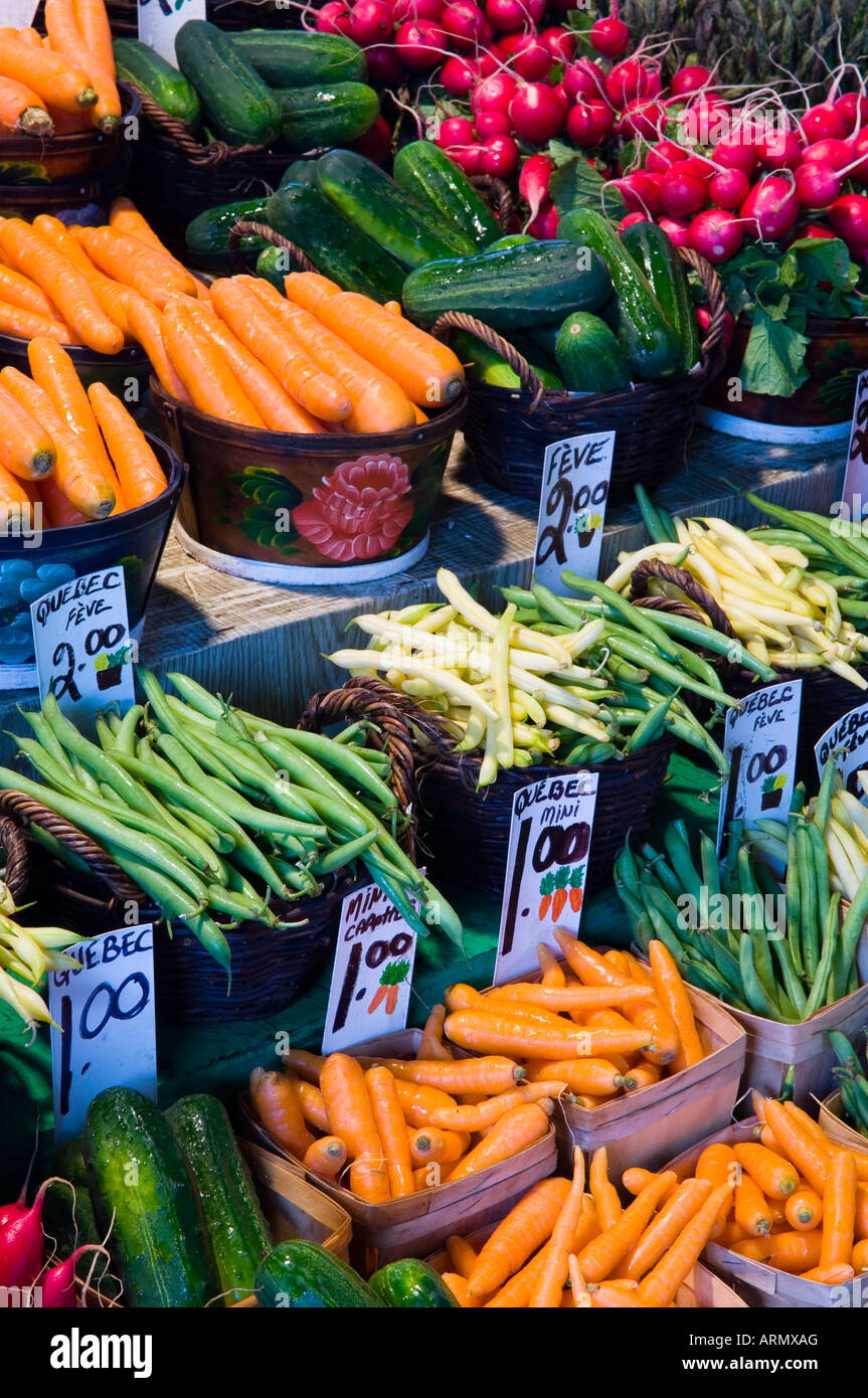 Jean Talon Market with array of fresh fruit and vegetables, Montreal ...
