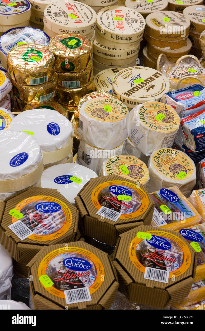 Jean Talon Market, fresh cheeses on display, Montreal, Quebec, Canada ...