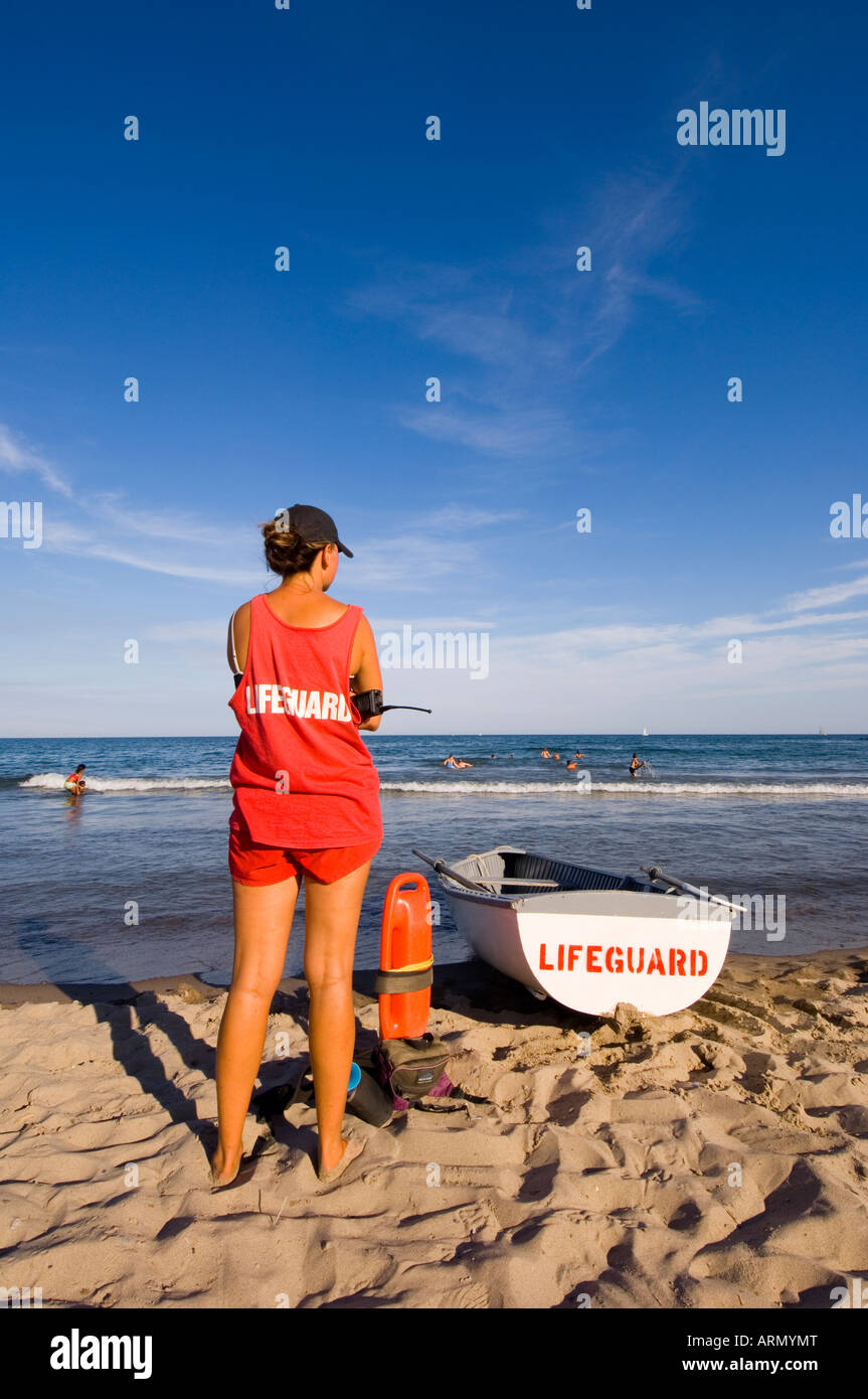 Lifeguard watches over swimmers on lake ontario hi-res stock ...