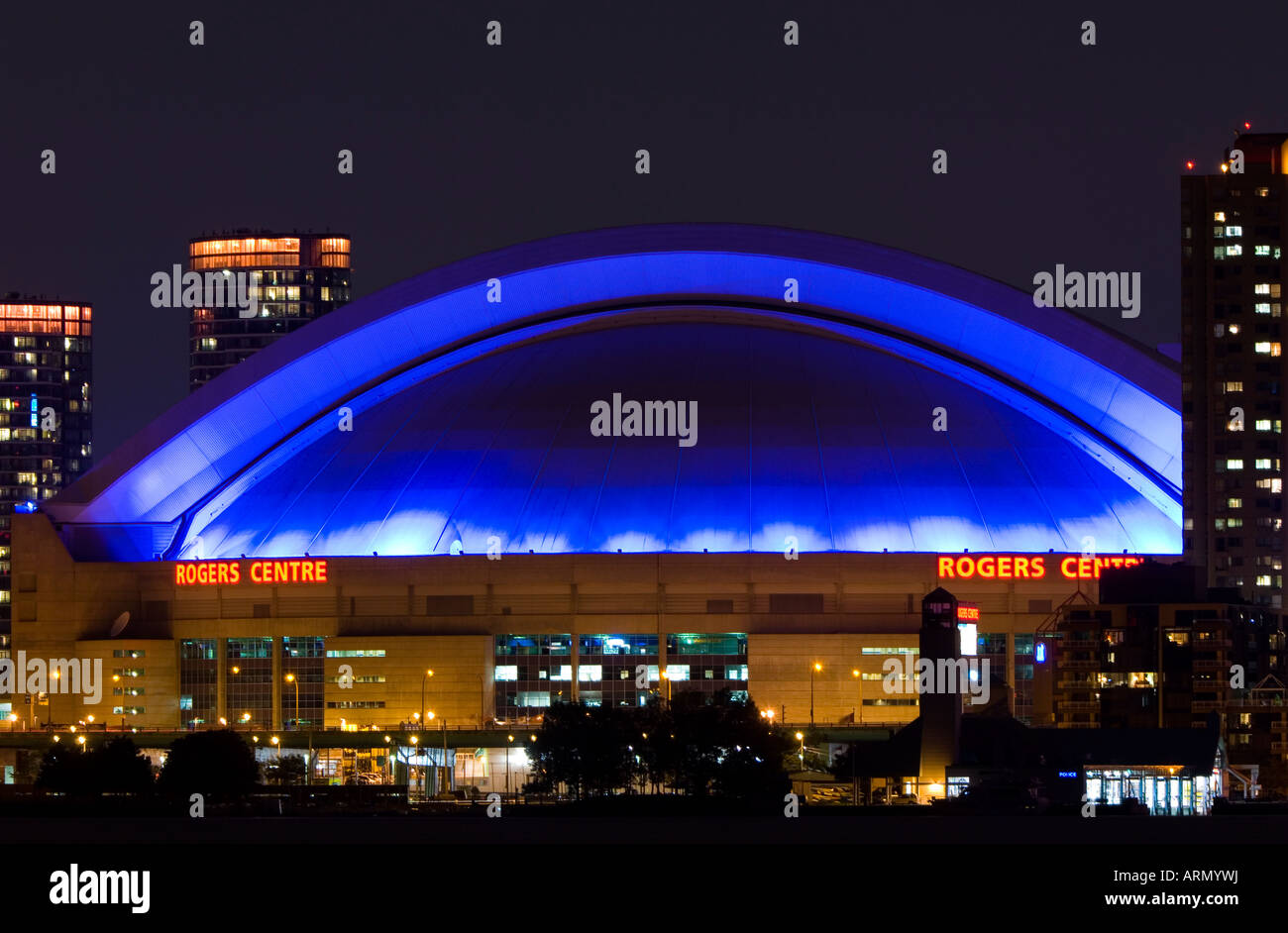 Rogers Centre sports stadium at twilight, Toronto, Ontario, Canada ...