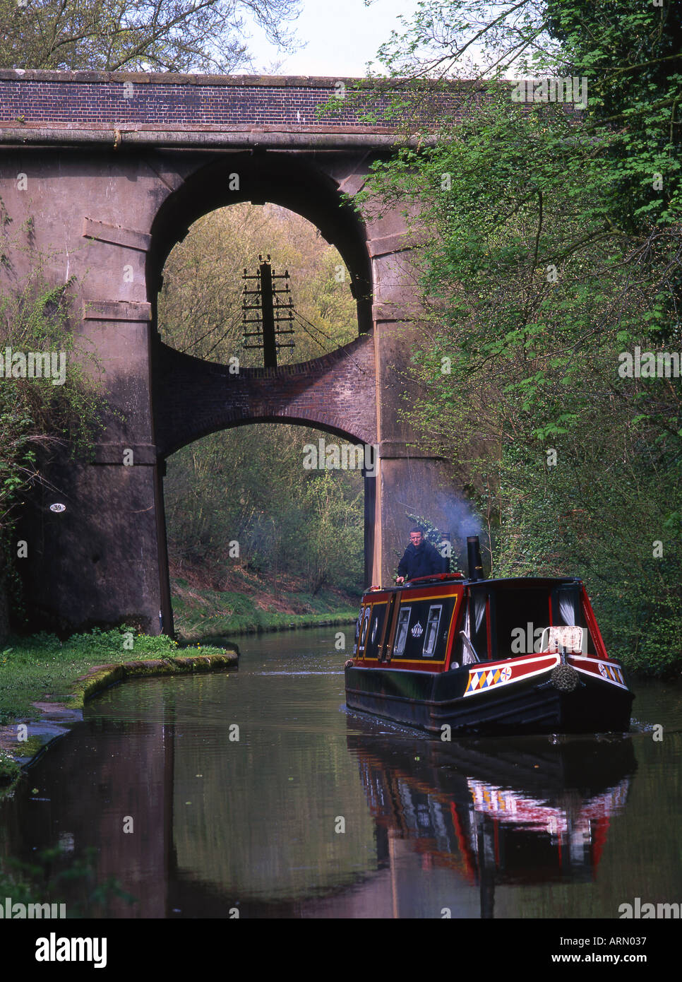 Narrowboat Passing Beneath Bridge No39 Shropshire Union Canal Norbury ...