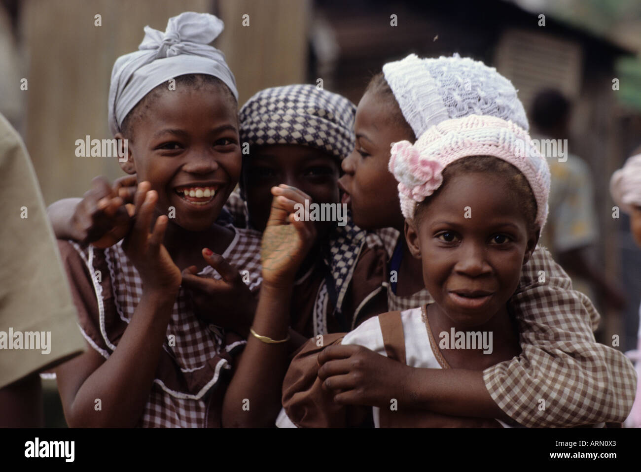 Abidjan, Ivory Coast, Cote d'Ivoire, West Africa. Ivorian Girls Stock ...