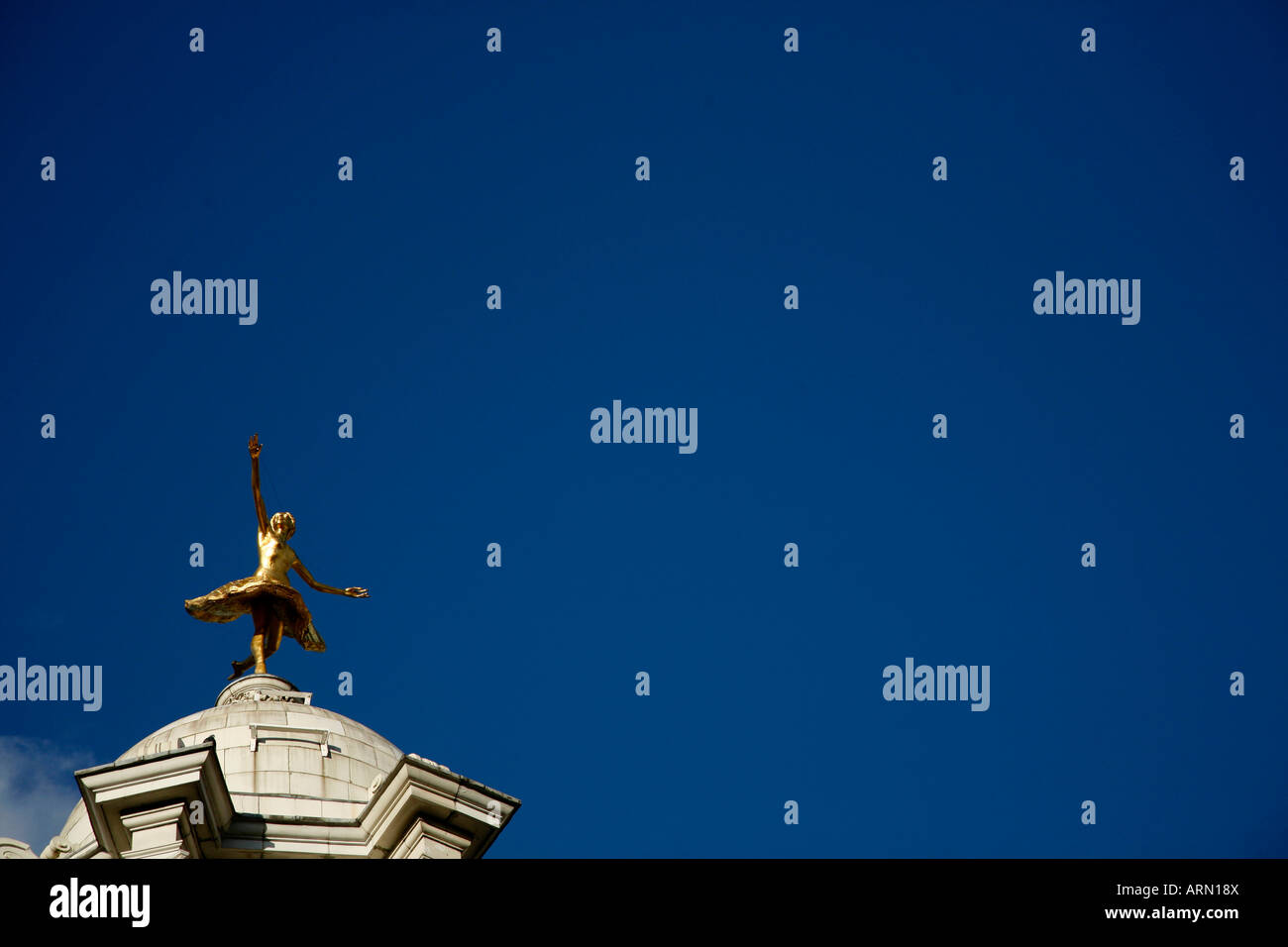 Sculpture of prima ballerina Anna Pavlova on top of the Victoria Palace Theatre, Victoria ...