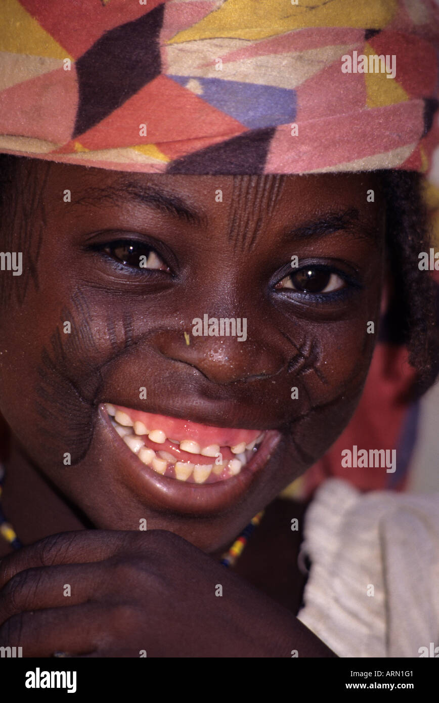 Maraka, Niger, West Africa. Hausa Girl with Facial Scarification to ...