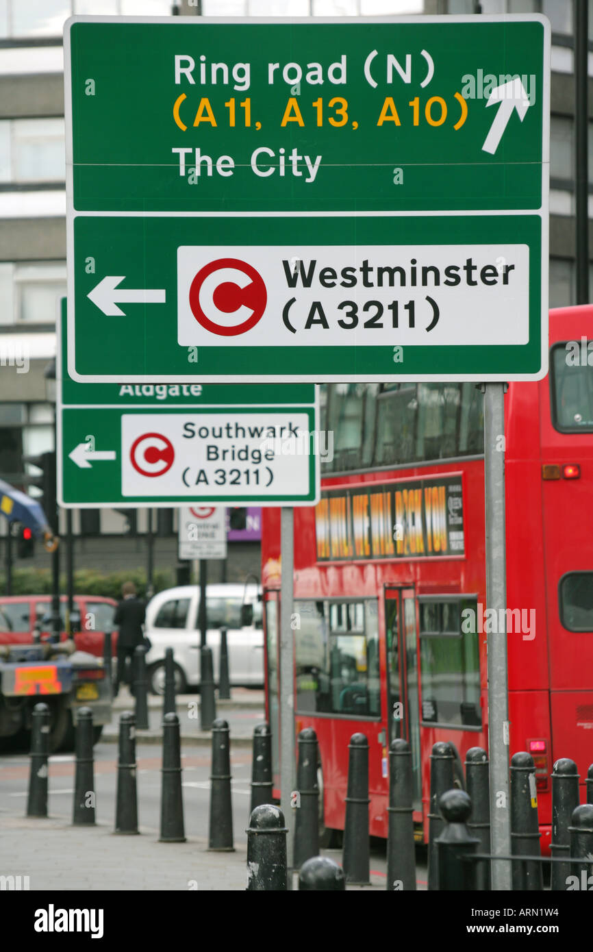 Road signs featuring congestion charge logos, London, England, UK Stock ...
