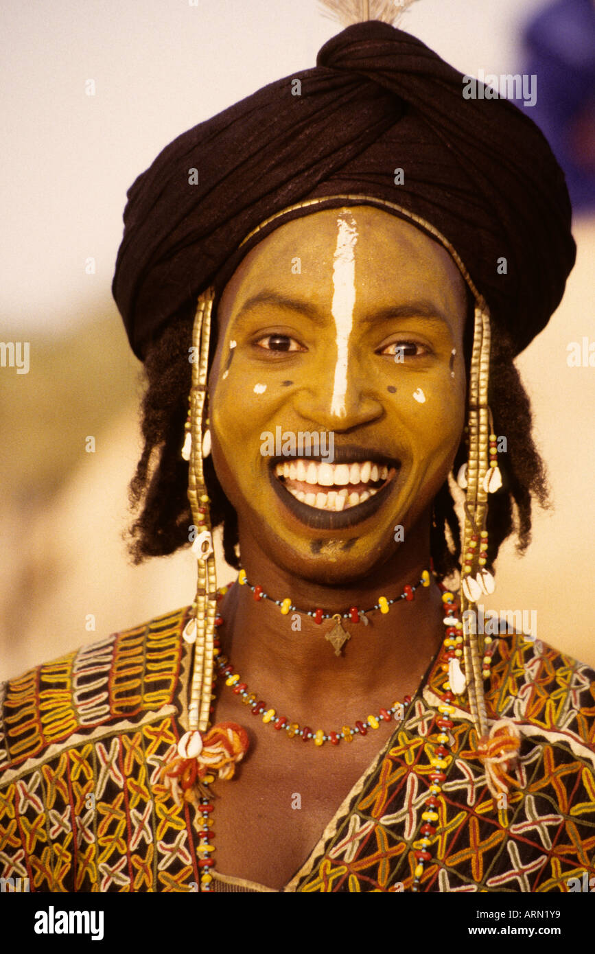Akadaney, Niger, Africa. Fulani Wodaabe Dancer at Geerewol Stock Photo ...