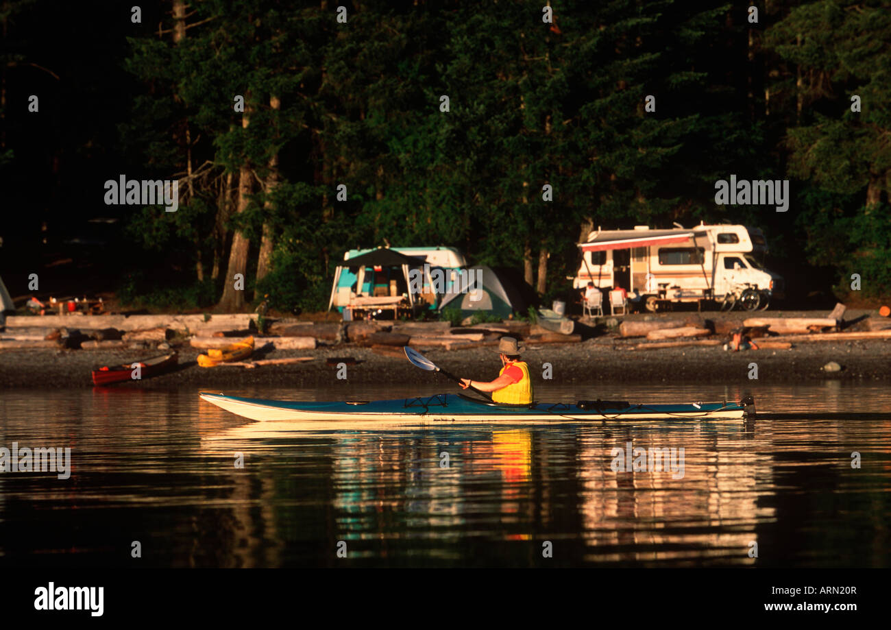 Waterfront campground with kayaker hi-res stock photography and images ...