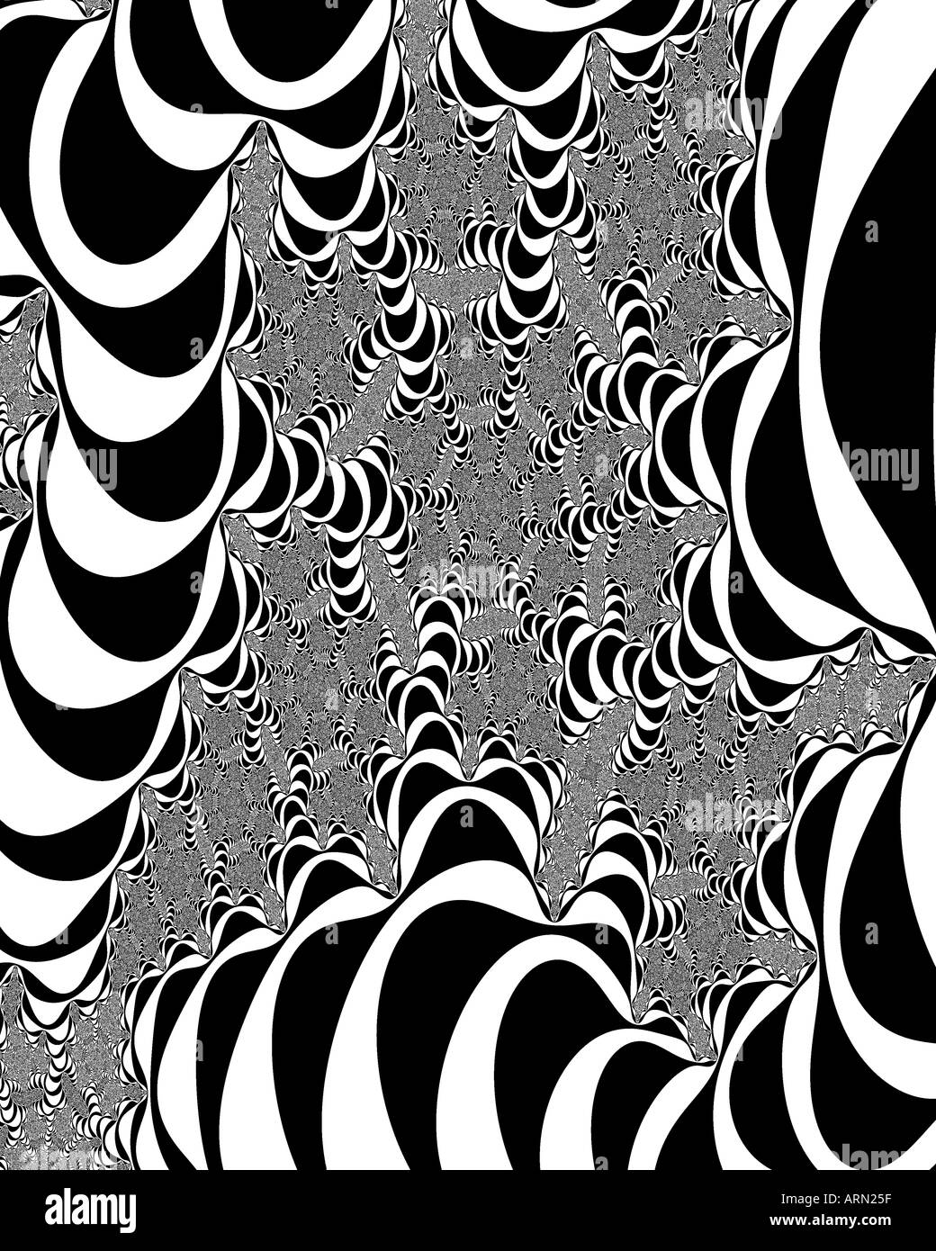 Computer Generated Black And White Fractal Image Showing A Graphical