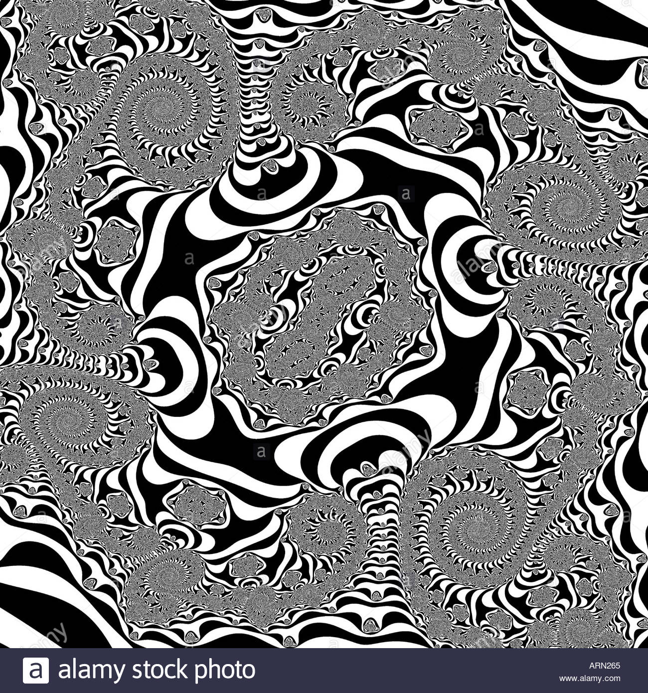 Computer Generated Black And White Fractal Image Showing A Graphical