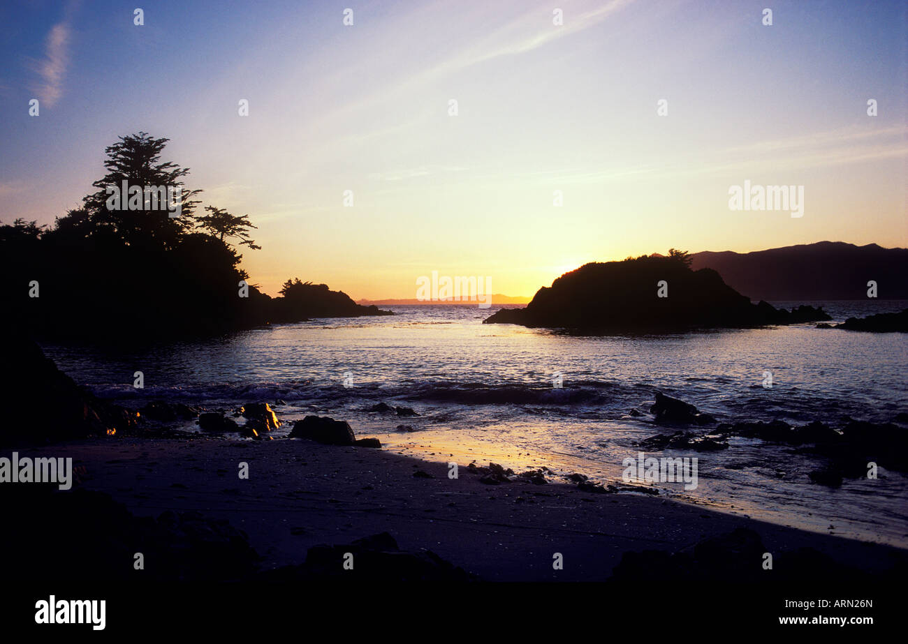 Barkley Sound, sunset on Clarke Island, Vancouver Island, British ...