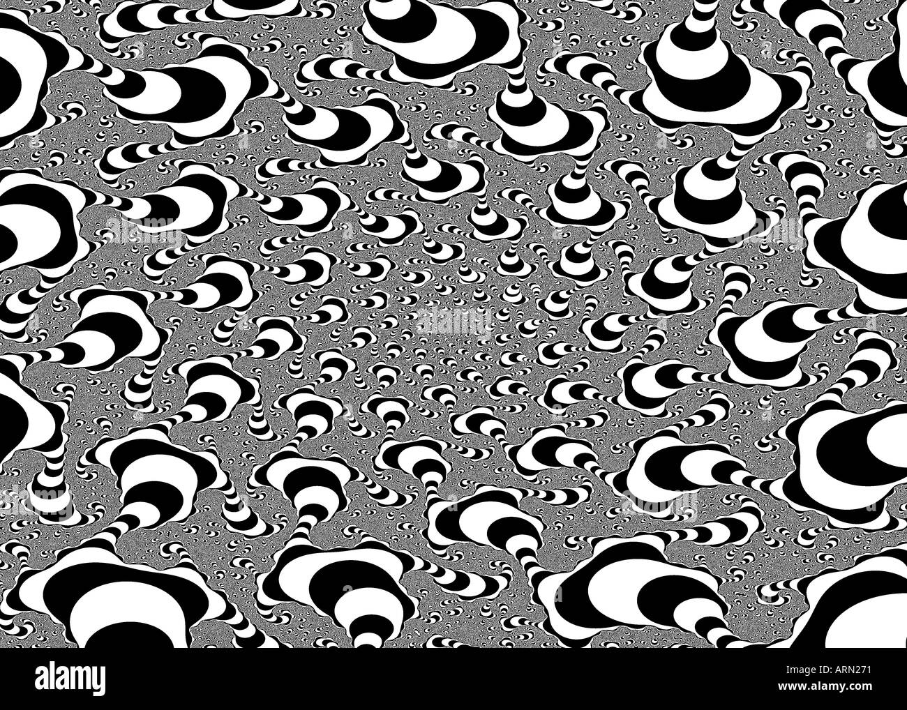 Computer Generated Black And White Fractal Image Showing A Graphical