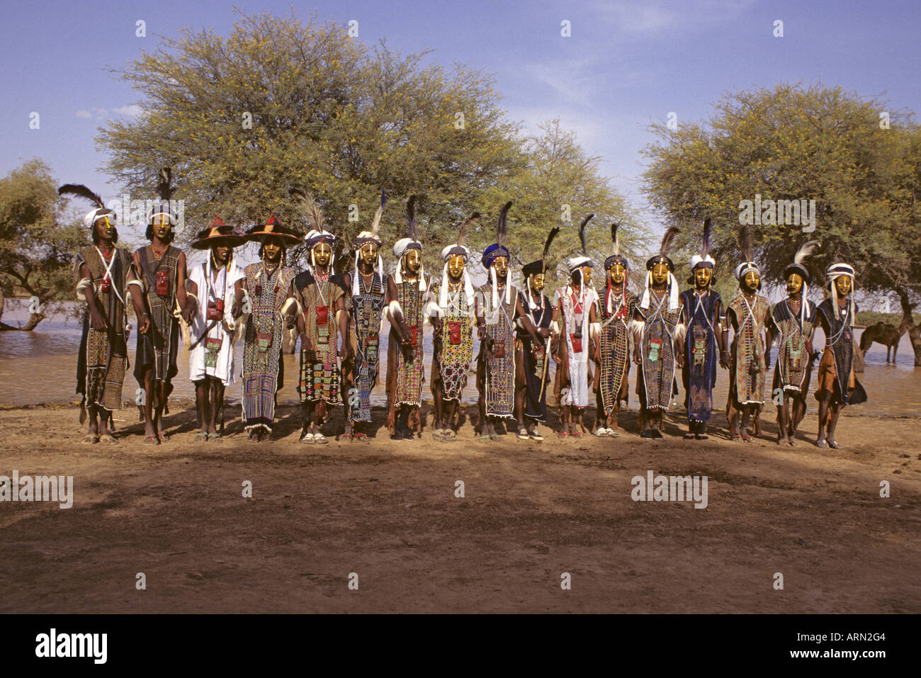 Akadaney, Niger, Africa. Fulani Wodaabe Dancers at Geerewol, or Male ...