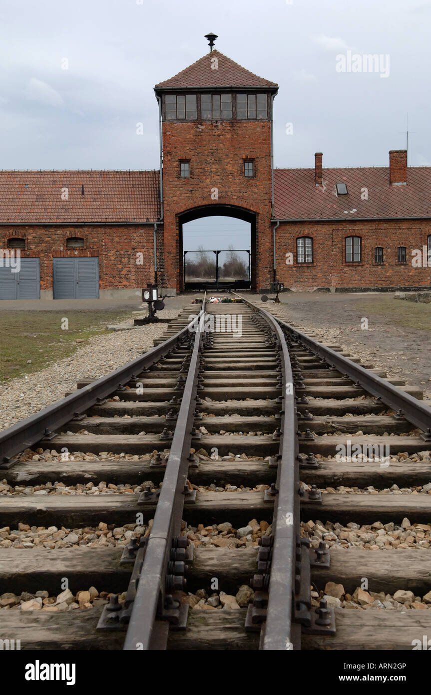 Death Tower - rail entrance to Auschwitz Birkenhau Stock Photo - Alamy