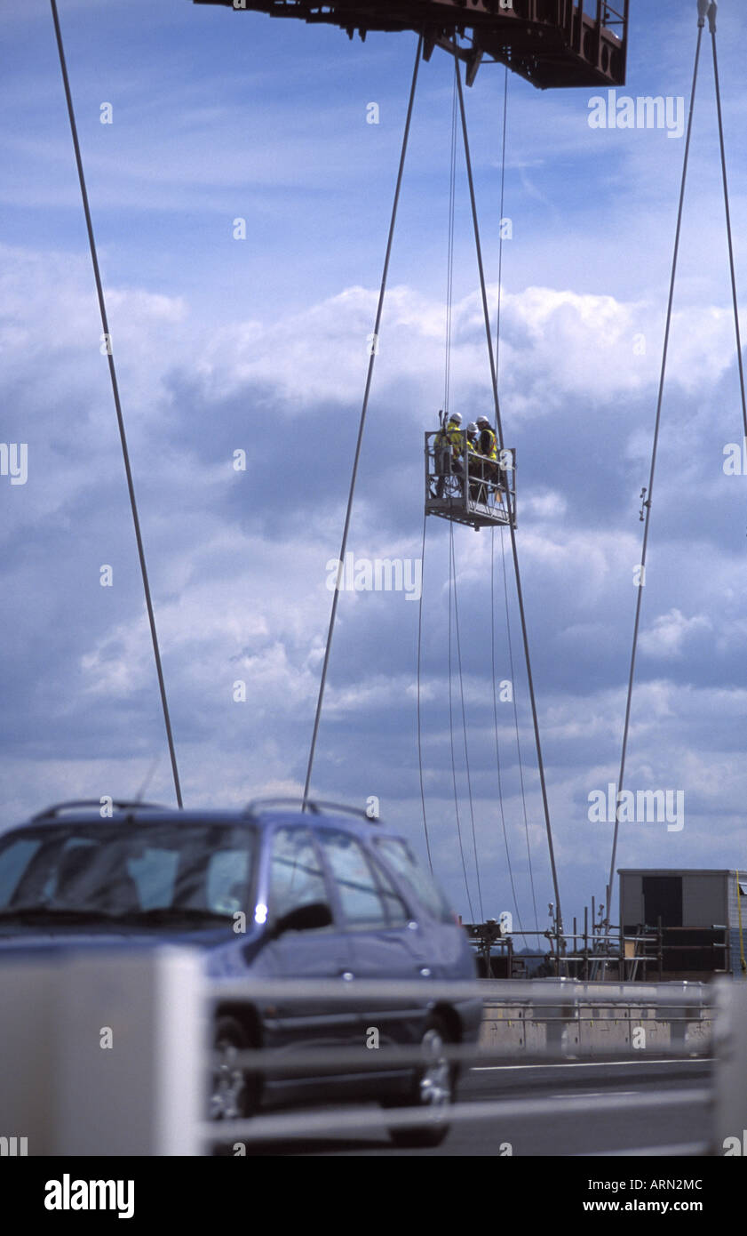 Engineers undertaking maintainance repair work on the first Severn ...