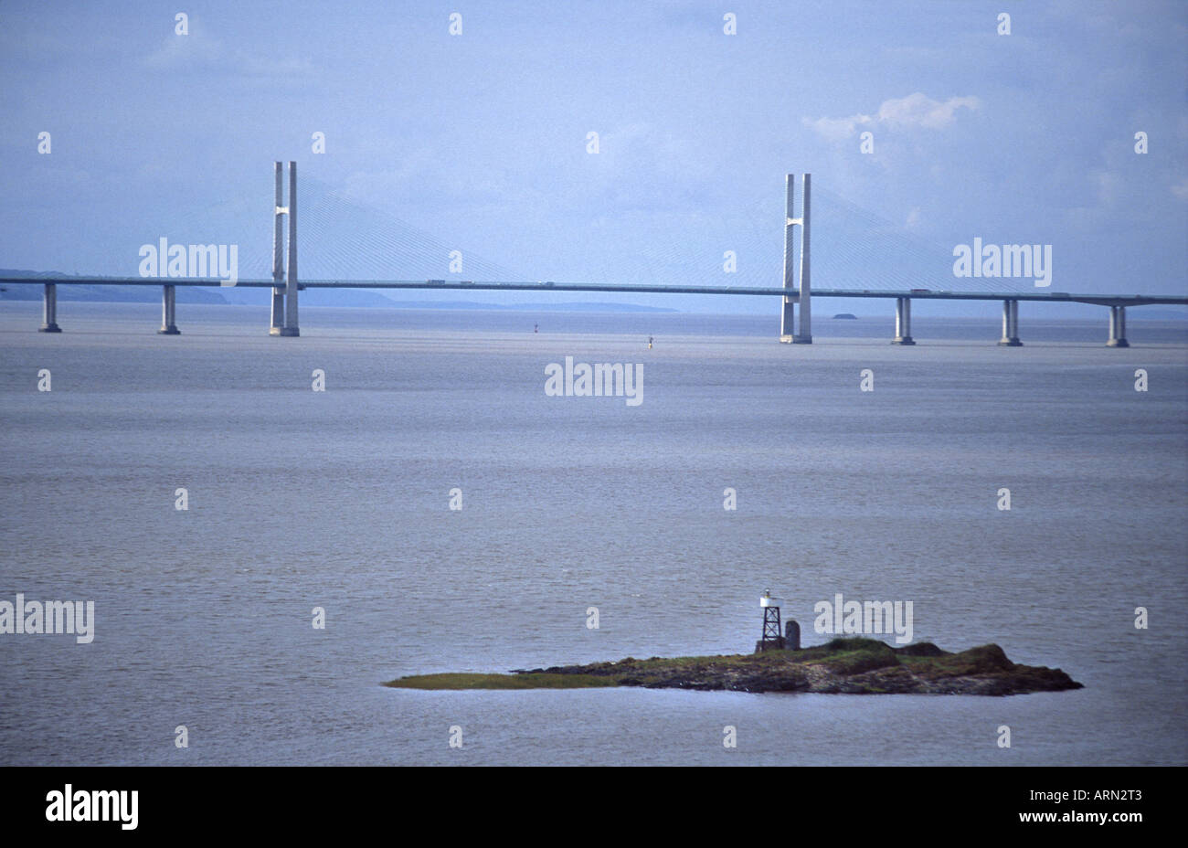 The Second Severn Crossing viewed from the Old Severn Bridge ...